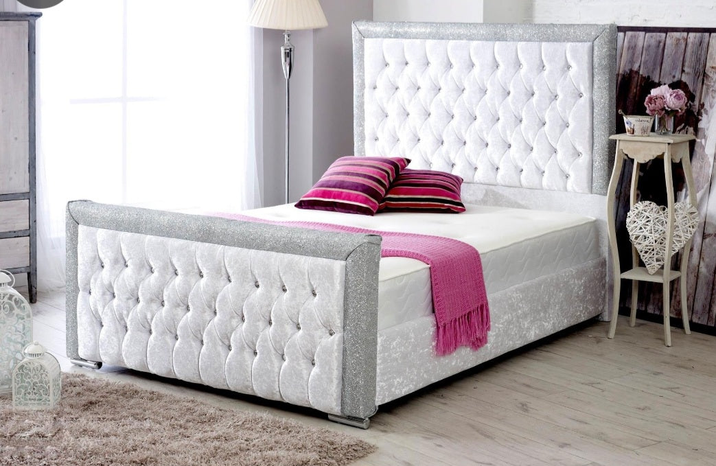 Glitter bed | glitter bedding | sparkly bed frame | silver sparkle ...